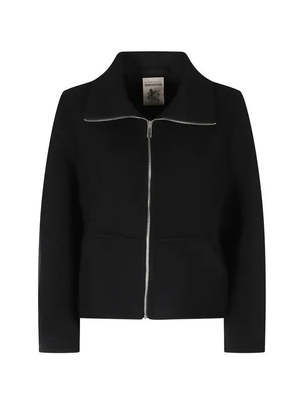 SEMICOUTURE Jeanie Wool Coat - Black