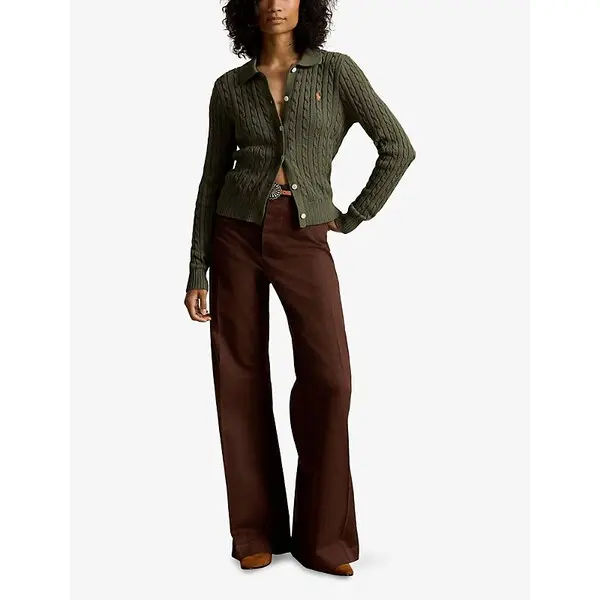 Polo Ralph Lauren Cable-knitted Cotton Cardigan - Olive