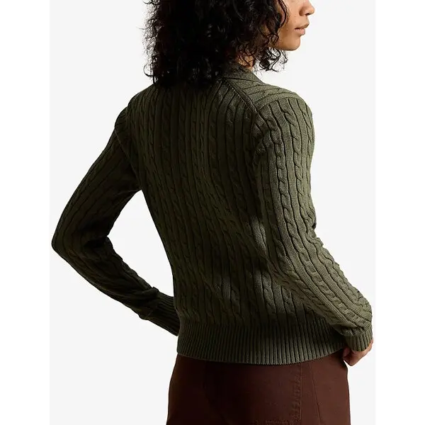 Polo Ralph Lauren Cable-knitted Cotton Cardigan - Olive