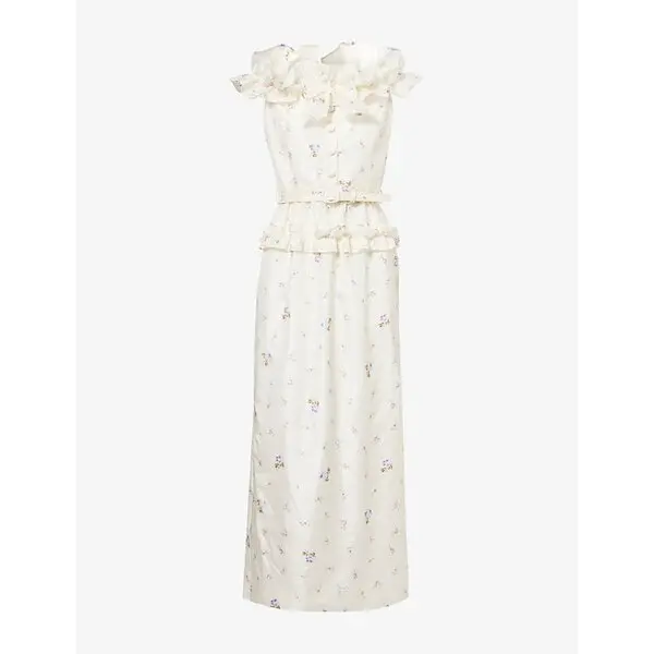 Alessandra Rich Floral-print Taffeta Silk Midi Dress