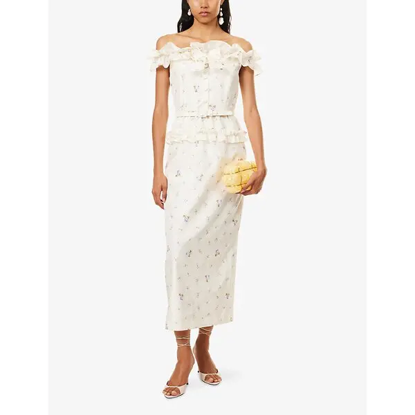 Alessandra Rich Floral-print Taffeta Silk Midi Dress