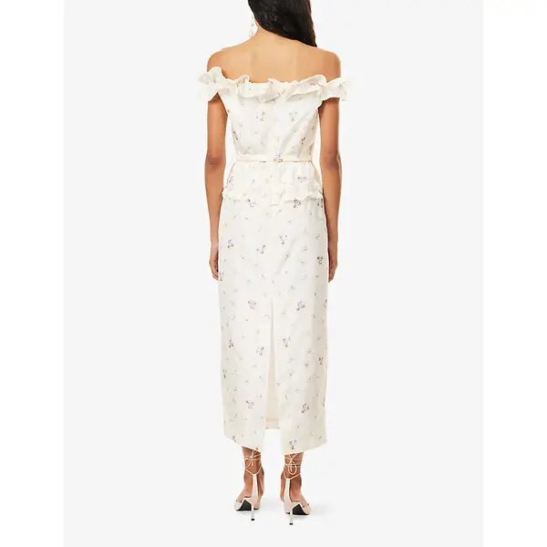Alessandra Rich Floral-print Taffeta Silk Midi Dress