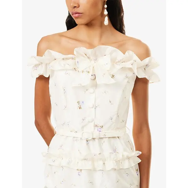 Alessandra Rich Floral-print Taffeta Silk Midi Dress