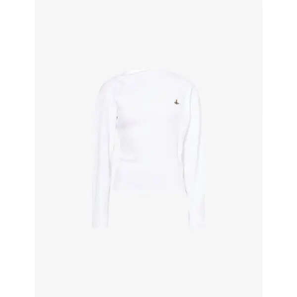 VIVIENNE WESTWOOD Hebo Asymmetric-neck Ribbed Stretch-cotton Top - White