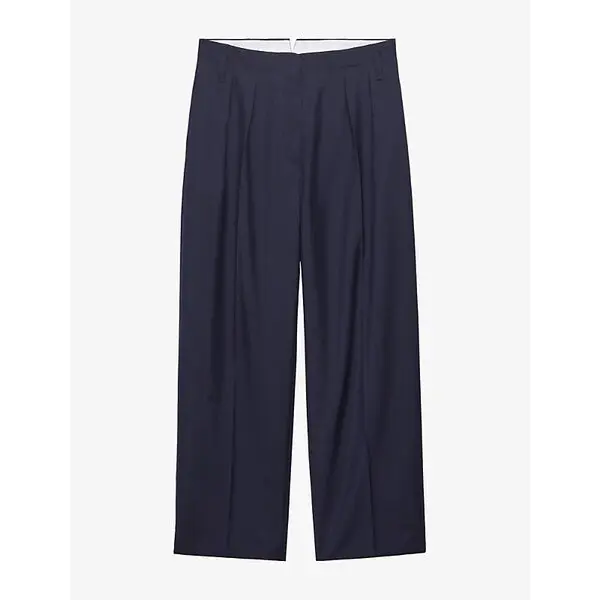 Prada Tapered-leg Mid-rise Wool-blend Trousers - Blue