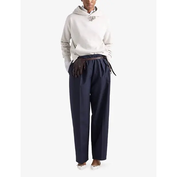 Prada Tapered-leg Mid-rise Wool-blend Trousers