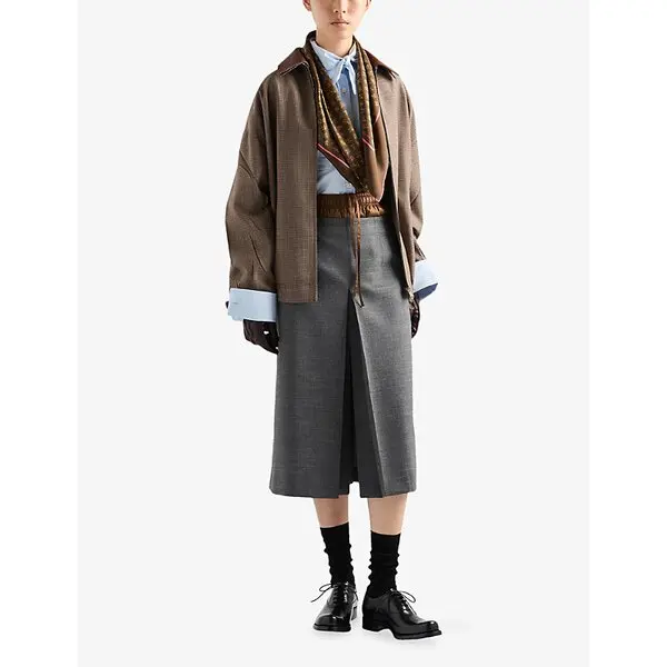 Prada Houndstooth Relaxed-fit Wool Jacket