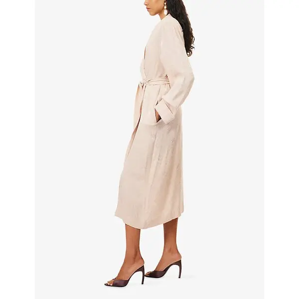 Alessandra Rich Jacquard Belted Silk Maxi Robe
