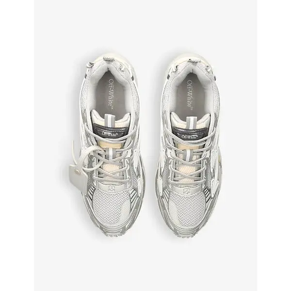 Off-White Be Right Back Mesh And Faux-leather Low-top Trainers - Silver