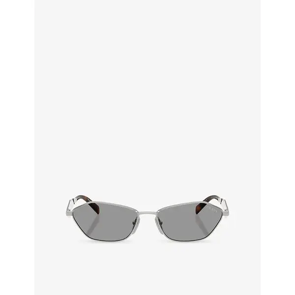 Prada Pr D50s Irregular-frame Metal Sunglasses - Silver