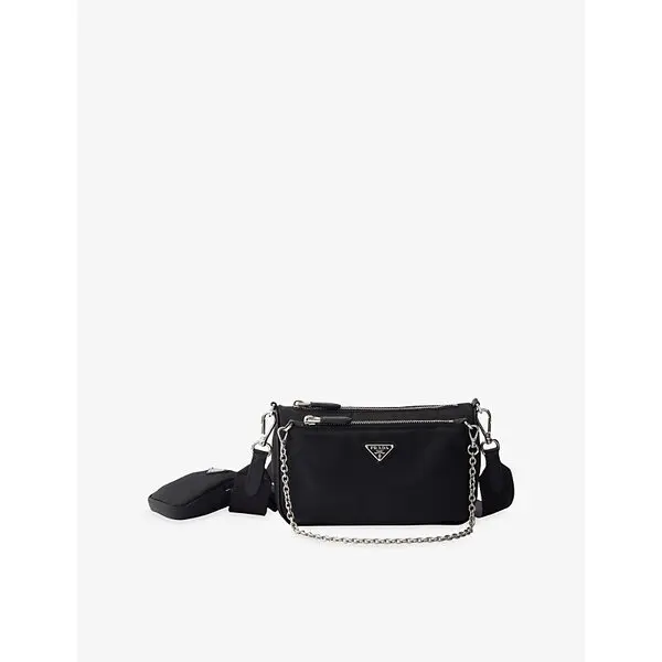 Prada Re-nylon And Saffiano Leather Mini Shoulder Bag - Black
