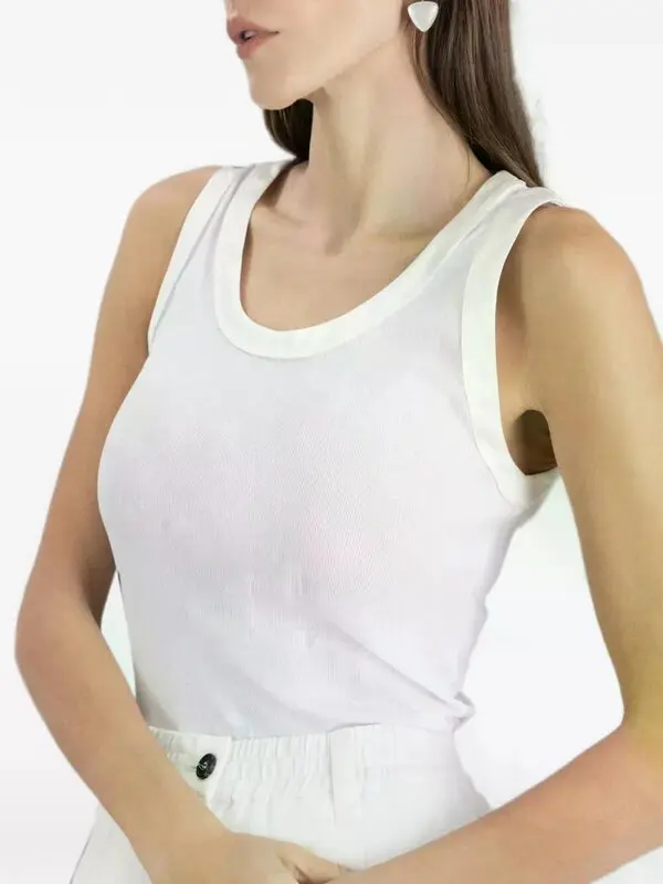 Brunello Cucinelli Ribbed Knit Tank Top With Silk Trim