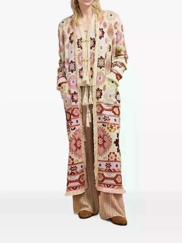 HAYLEY MENZIES Soraya Fringed Duster Cardigan - Neutrals