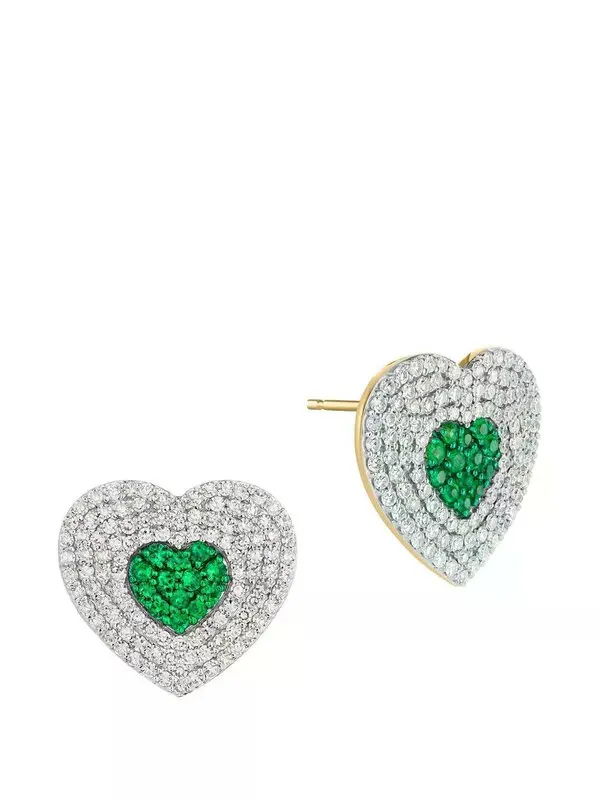 Phillips House Infinity Heartbeat Emerald And Diamond Earrings - Gold