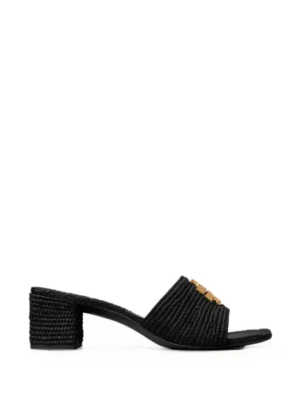 Tory Burch Eleanor Raffia Heeled Sandals - Black