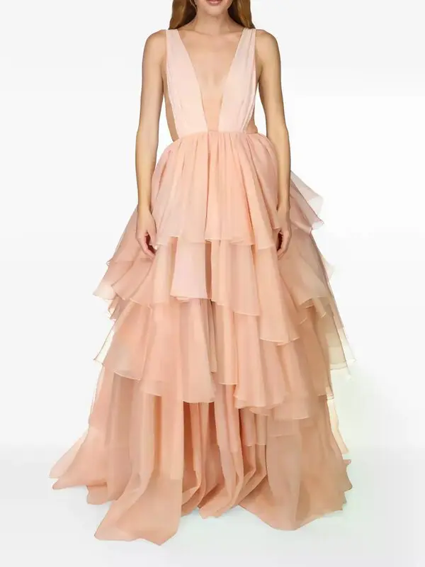 TEMILY Tiered Ruffled Maxi Gown