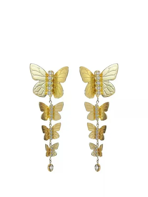 TANYA FARAH Diamond-embellishment Butterfly Earrings - Yellow