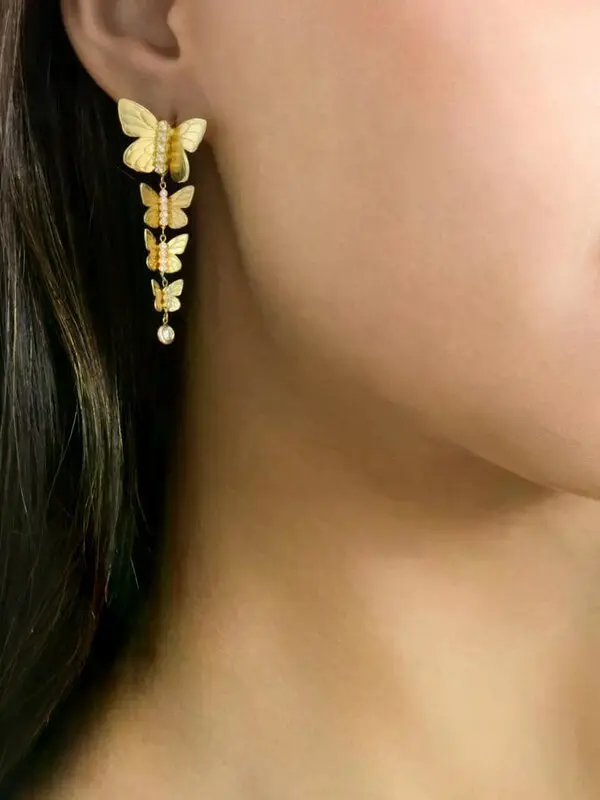 TANYA FARAH Diamond-embellishment Butterfly Earrings