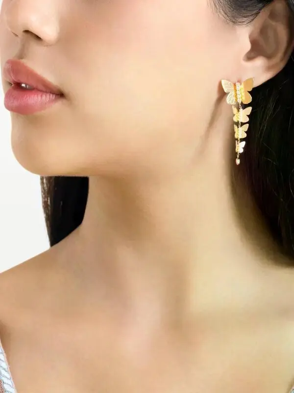 TANYA FARAH Diamond-embellishment Butterfly Earrings