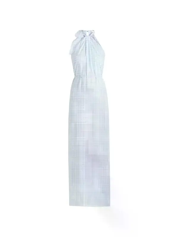 Scanlan Theodore Gingham-check Halterneck Maxi Dress - Blue
