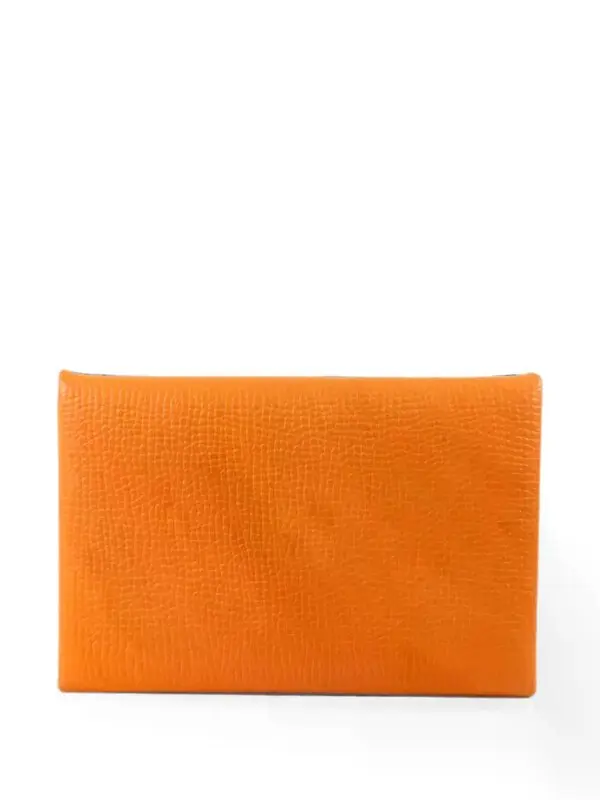 Hermès 2023 Calvi Epsom Card Holder - Orange