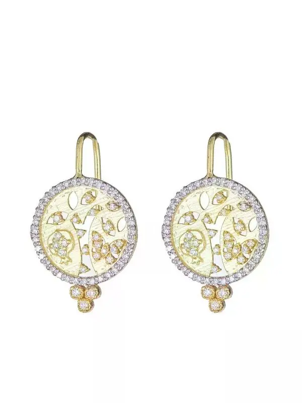 TANYA FARAH 18k Yellow Tree Of Life Diamond Earrings - Gold