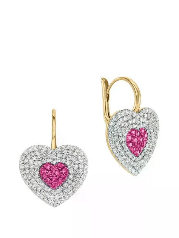 Phillips House Infinity Heartbeat Diamond And Pink Sapphire Earrings - Gold