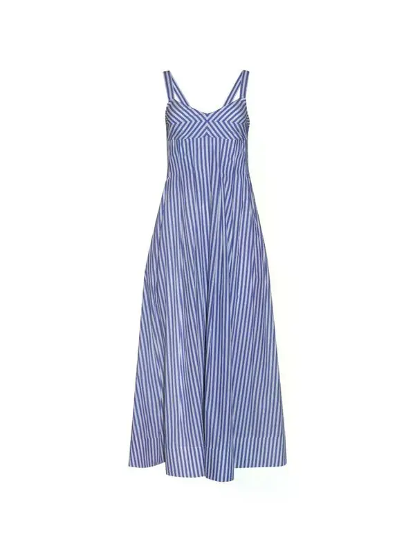 LA LIGNE Madeline Striped-pattern Midi Dress - Blue