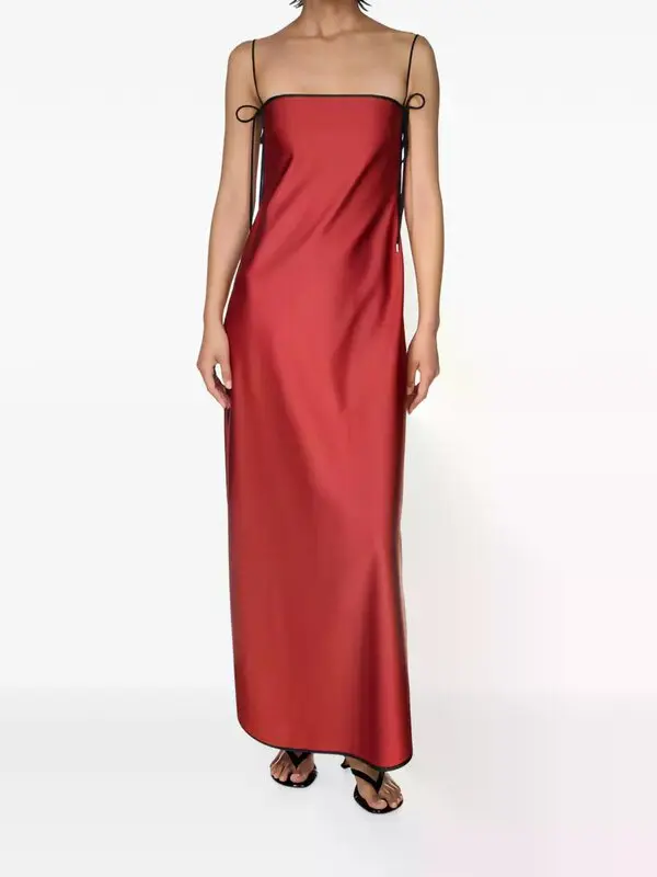 TEMILY Tie-fastening Satin-finish Maxi Dress - Red