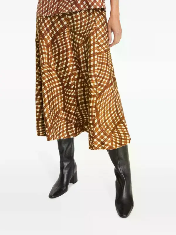 Tory Burch Abstract-pattern Print Silk Pleated Skirt