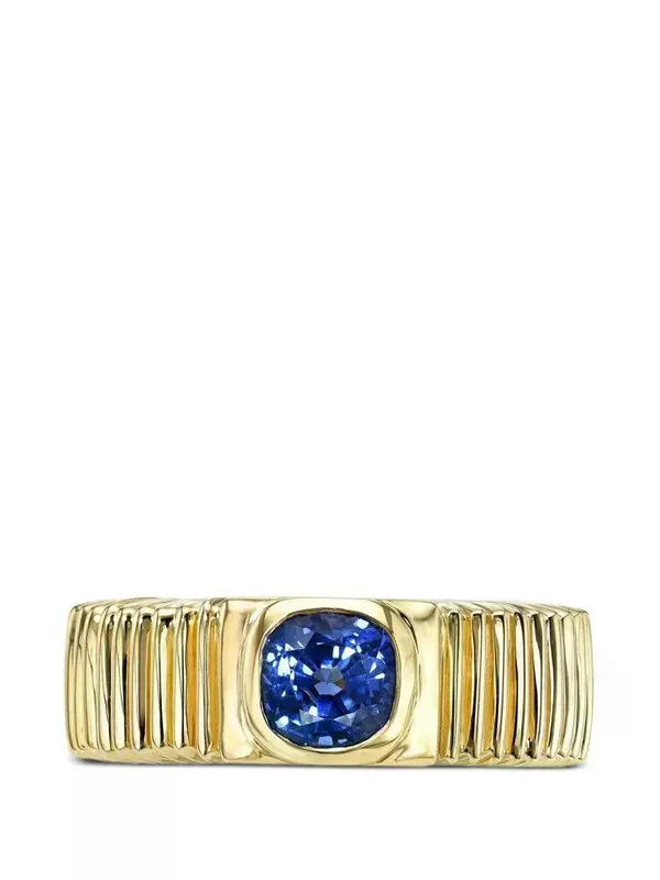 Retrouvai Pleated-design Sapphire Ring - Gold