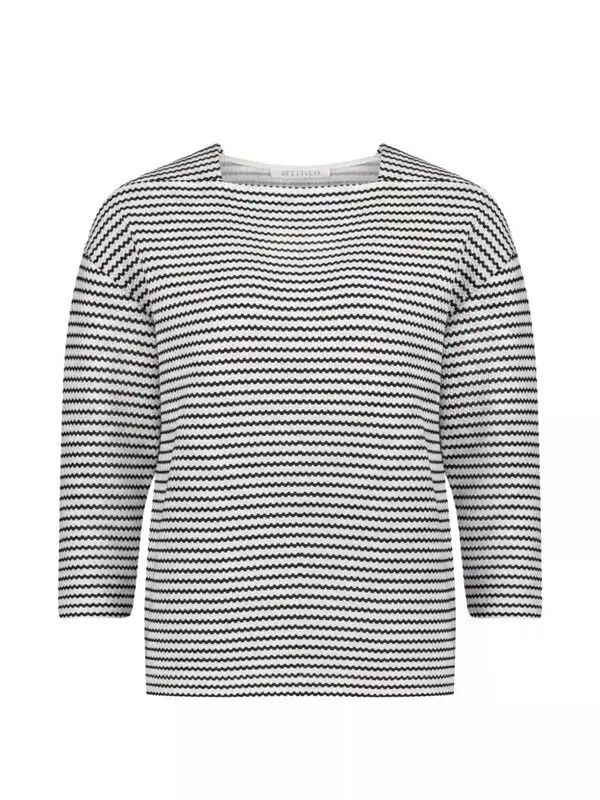 BETTY & CO Patterned Square-neck Long-sleeve Top - Black