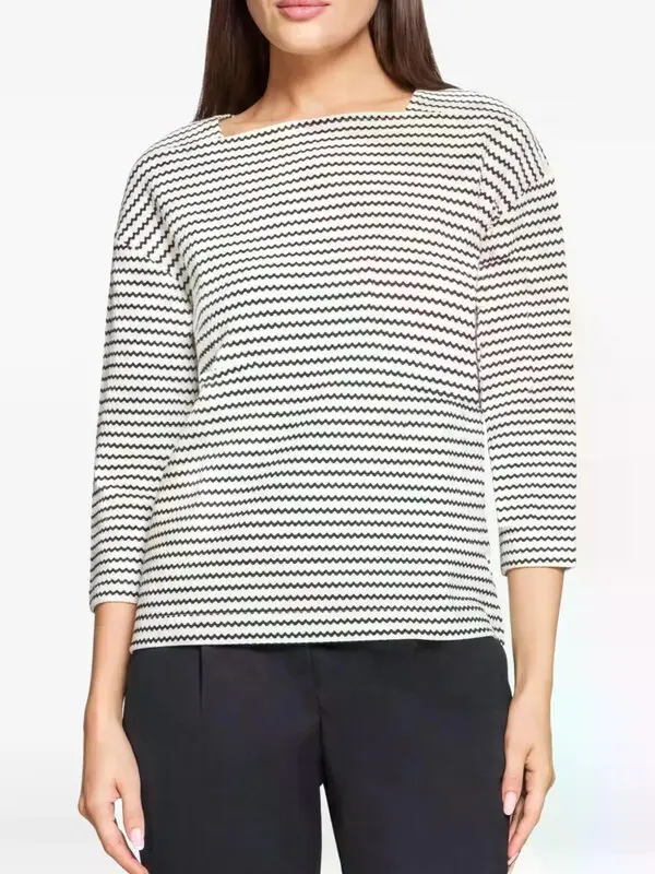 BETTY & CO Patterned Square-neck Long-sleeve Top