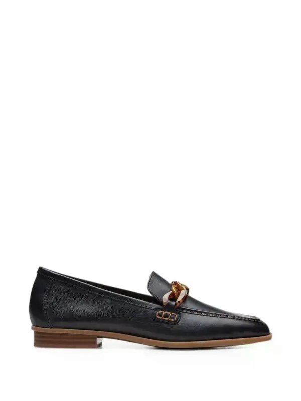 Clarks Sarafyna Iris Chain-link Leather Loafers - Black