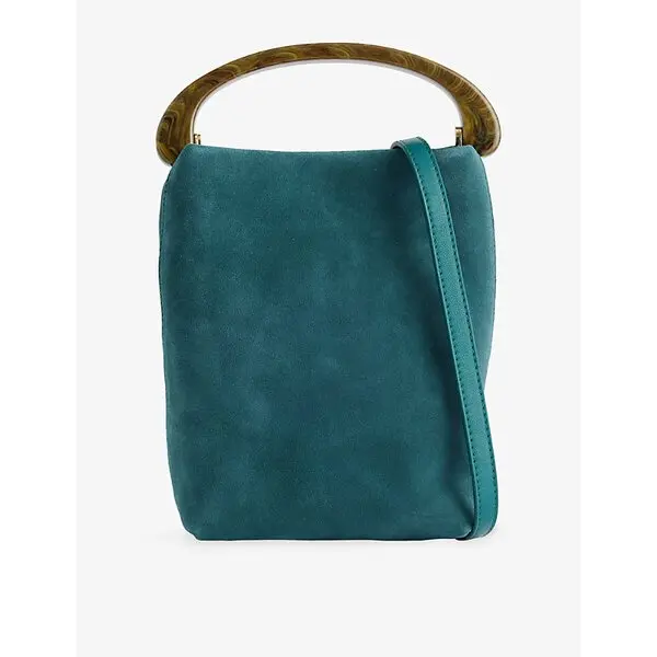 Dries Van Noten Contrast-handle Suede Cross-body Bag - Turquoise