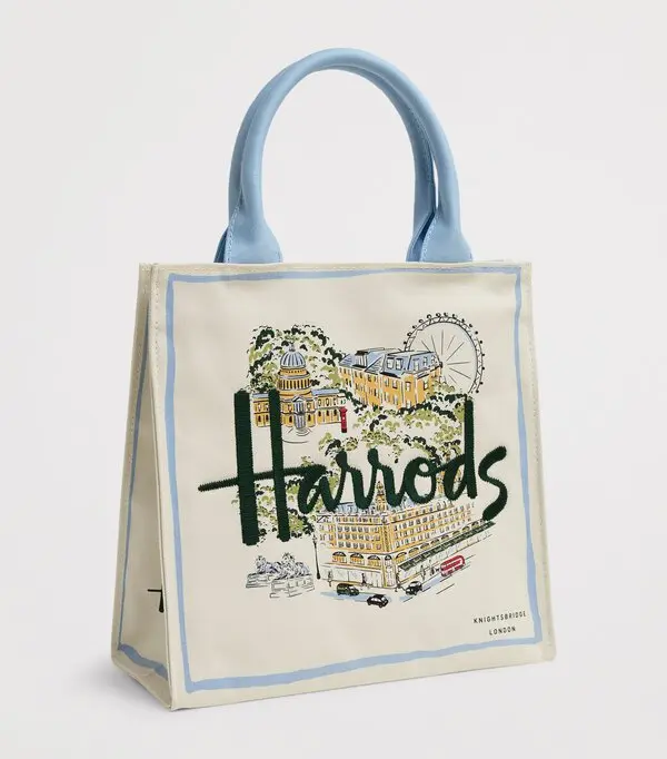 Harrods Small Canvas City Stories Tote Bag