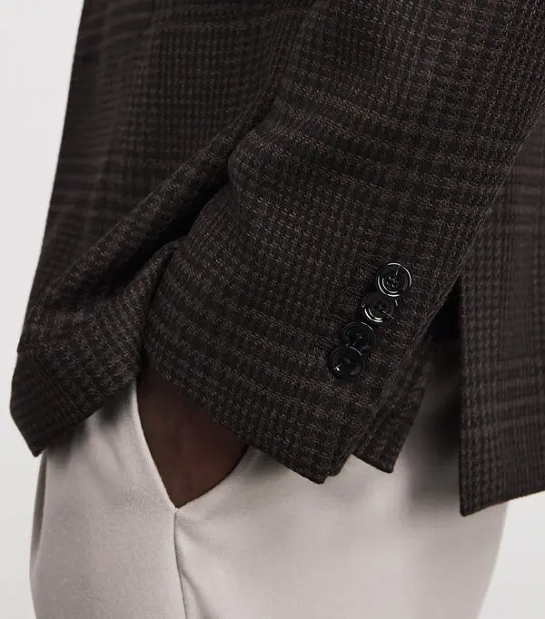 LARDINI Virgin Wool-cashmere Check Blazer