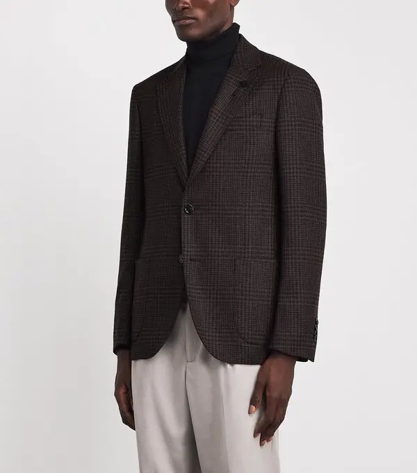 LARDINI Virgin Wool-cashmere Check Blazer