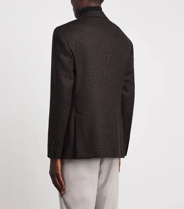 LARDINI Virgin Wool-cashmere Check Blazer