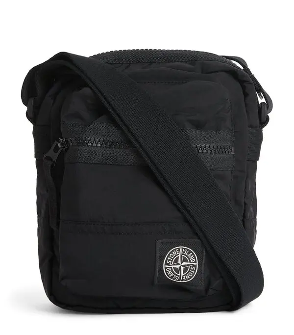 Stone Island Coated-nylon Logo Cross-body Bag - Black