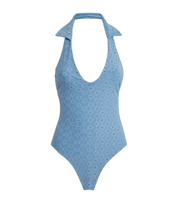 Devon Windsor Anais Open-work Swimsuit - Blue