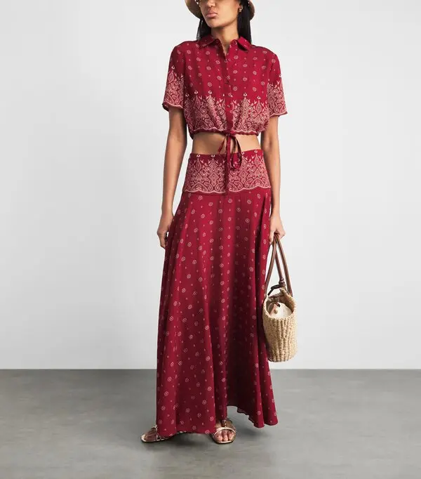 Devon Windsor Rosie Bandana Print Cropped Shirt