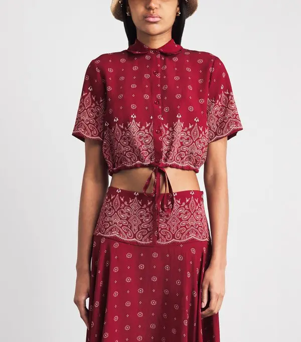 Devon Windsor Rosie Bandana Print Cropped Shirt