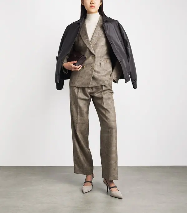 BLAZÉ MILANO Virgin Wool Check Fox Tailored Trousers