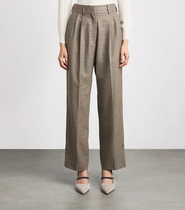 BLAZÉ MILANO Virgin Wool Check Fox Tailored Trousers