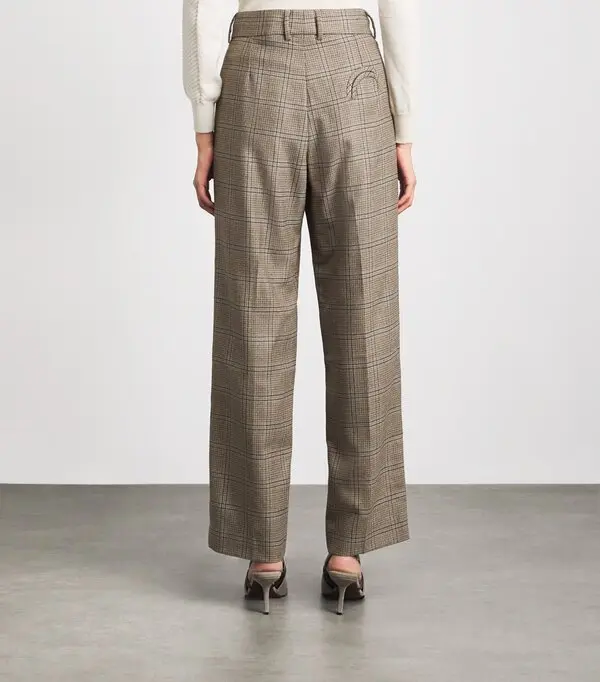 BLAZÉ MILANO Virgin Wool Check Fox Tailored Trousers