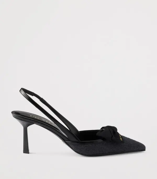 Prada Cashmere Bow-detail Slingback Pumps 75