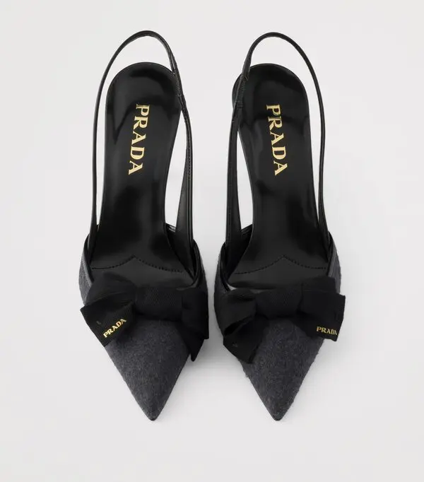 Prada Cashmere Bow-detail Slingback Pumps 75