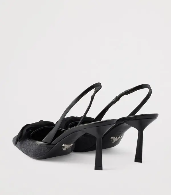 Prada Cashmere Bow-detail Slingback Pumps 75