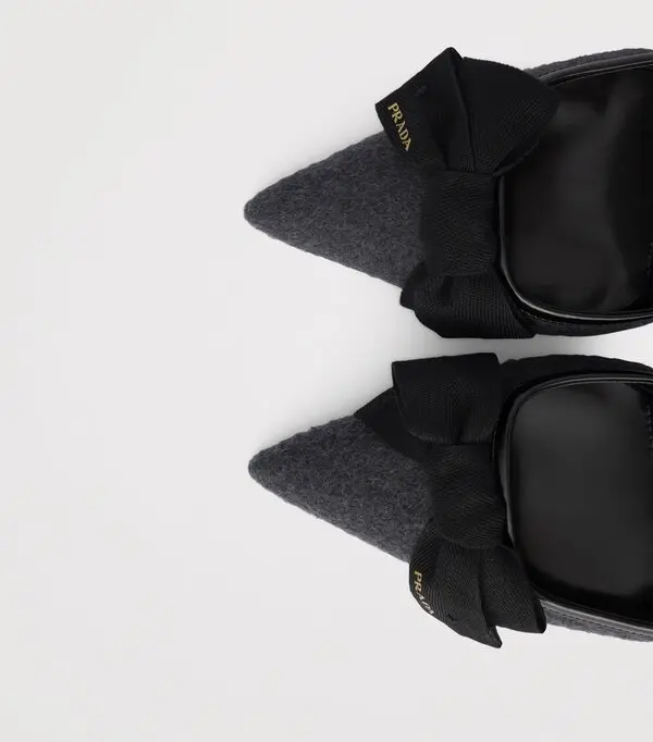 Prada Cashmere Bow-detail Slingback Pumps 75